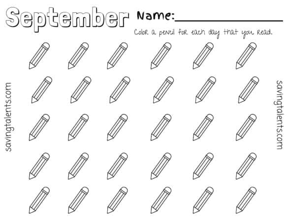 Free Printable Monthly Reading Charts for Kids - Saving Talents