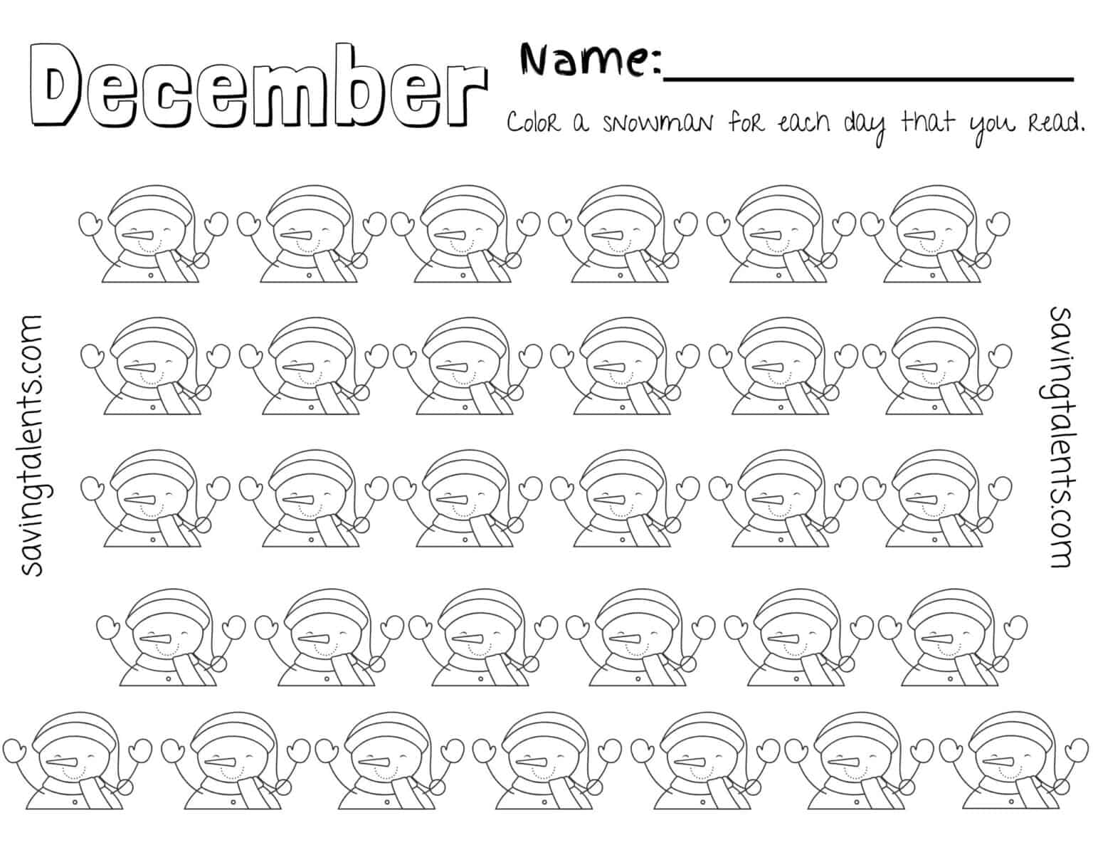 Free Printable Monthly Reading Charts for Kids | Saving Talents