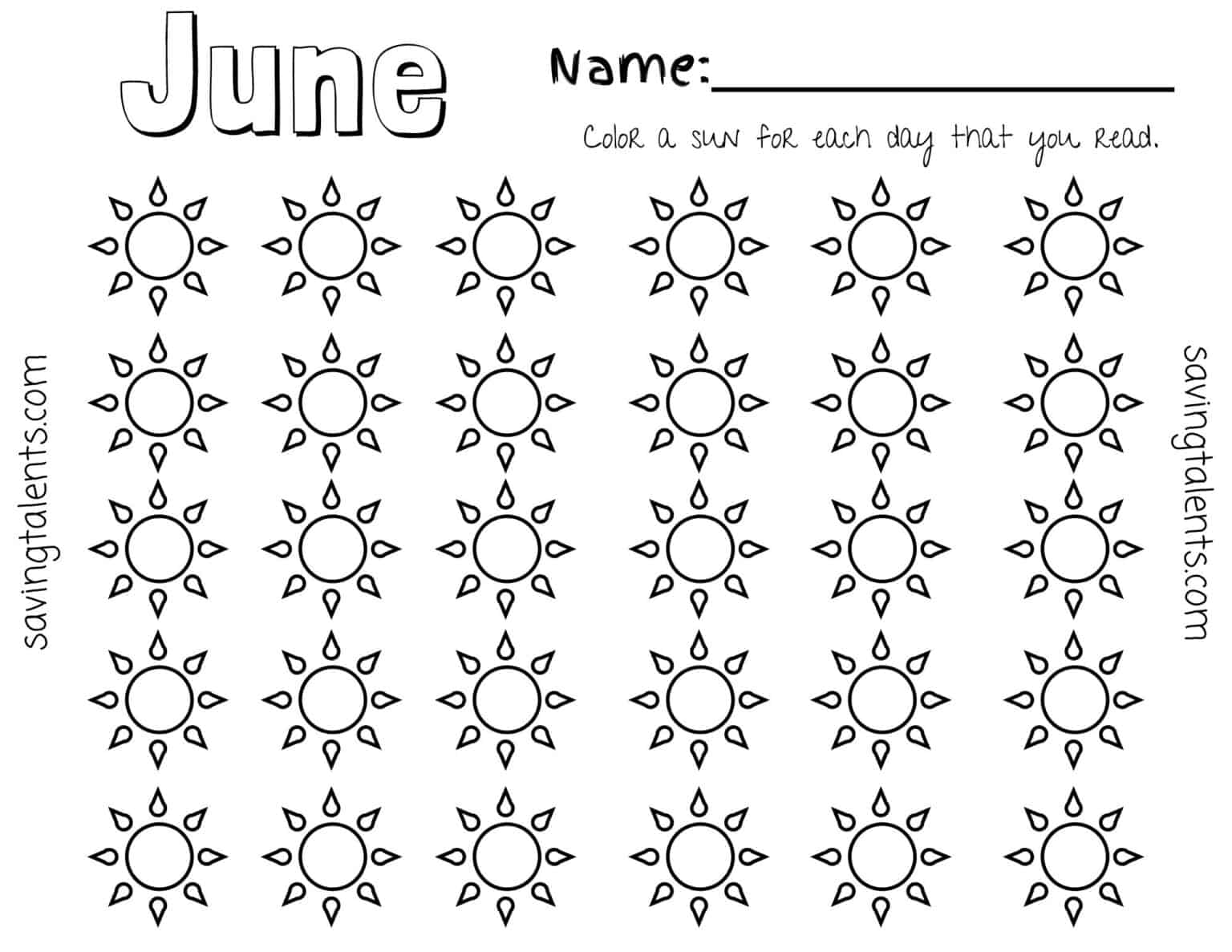 Free Printable Reading Charts for Kids (Month by Month) - Saving Talents