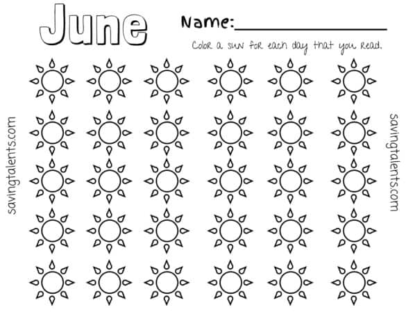 Free Printable Reading Charts for Kids (Month by Month) - Saving Talents