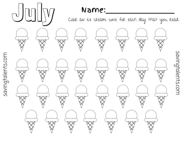 Free Printable Monthly Reading Charts for Kids - Saving Talents