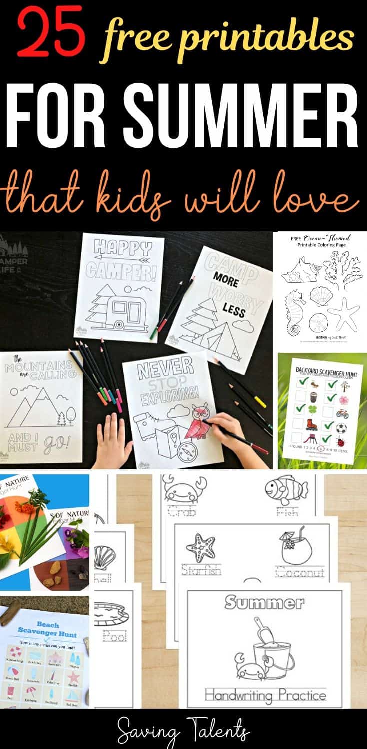 26 Free Summertime Printables for Kids To Keep Them Busy! - Saving Talents