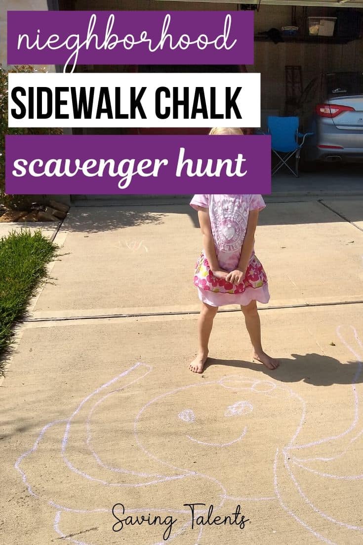 Fun Neighborhood Outdoor Scavenger Hunt with Sidewalk Chalk