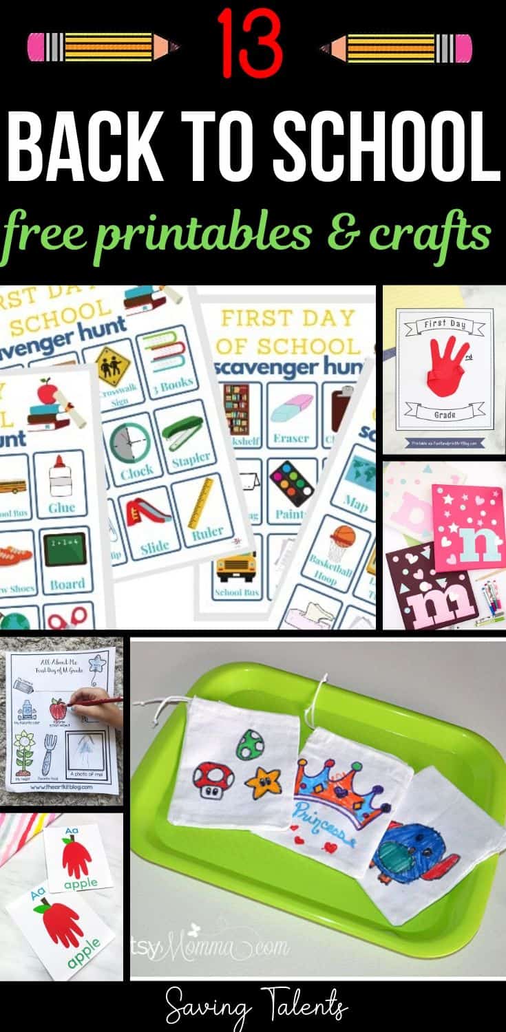 Back to School Crafts and Printables - Saving Talents