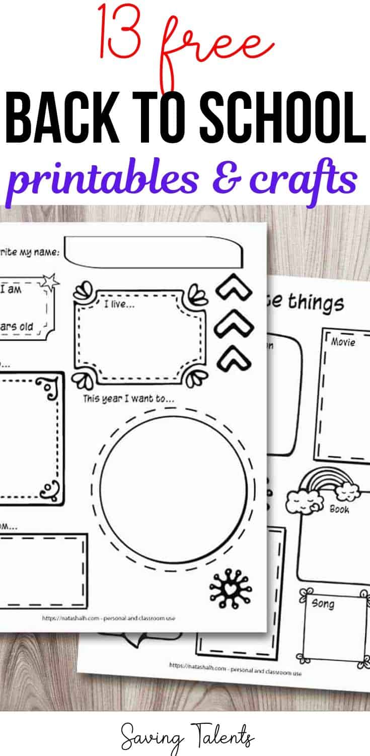 Back to School Crafts and Printables - Saving Talents