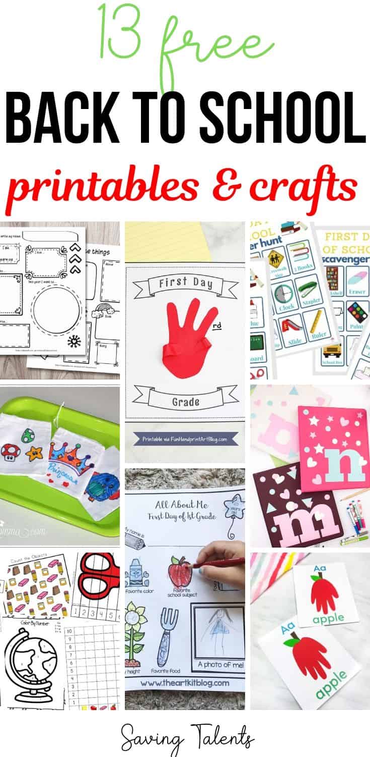 Back to School Crafts and Printables - Saving Talents
