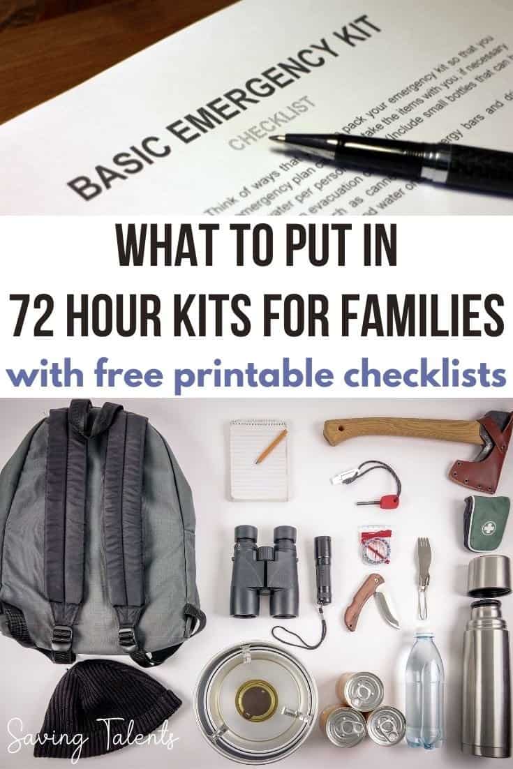 72-Hour Kits in Bug Out Bags for Kids and Families - Saving Talents