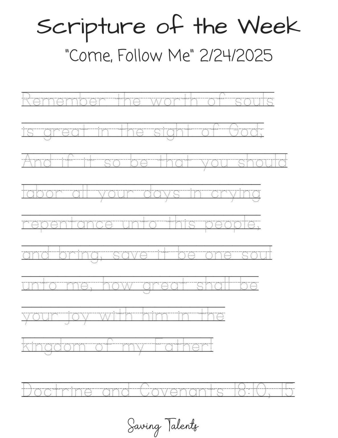 Come Follow Me 2/24/2025 - Devotionals & FHE for Kids