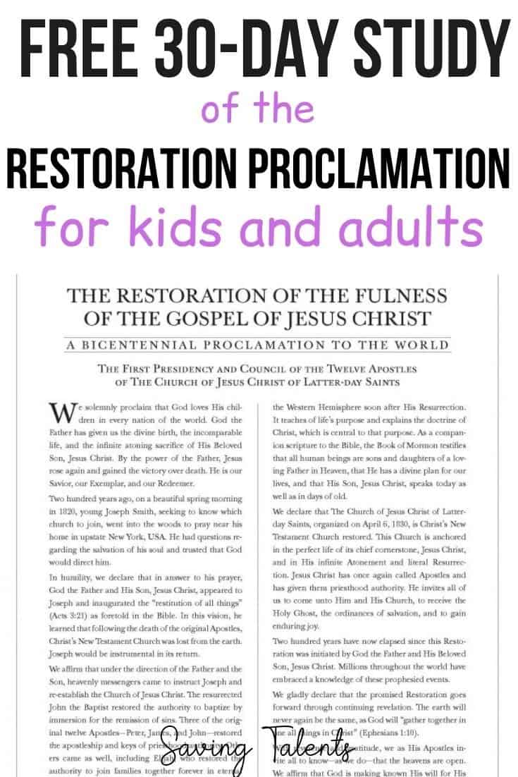 Restoration Proclamation Study by Paragrah - Saving Talents