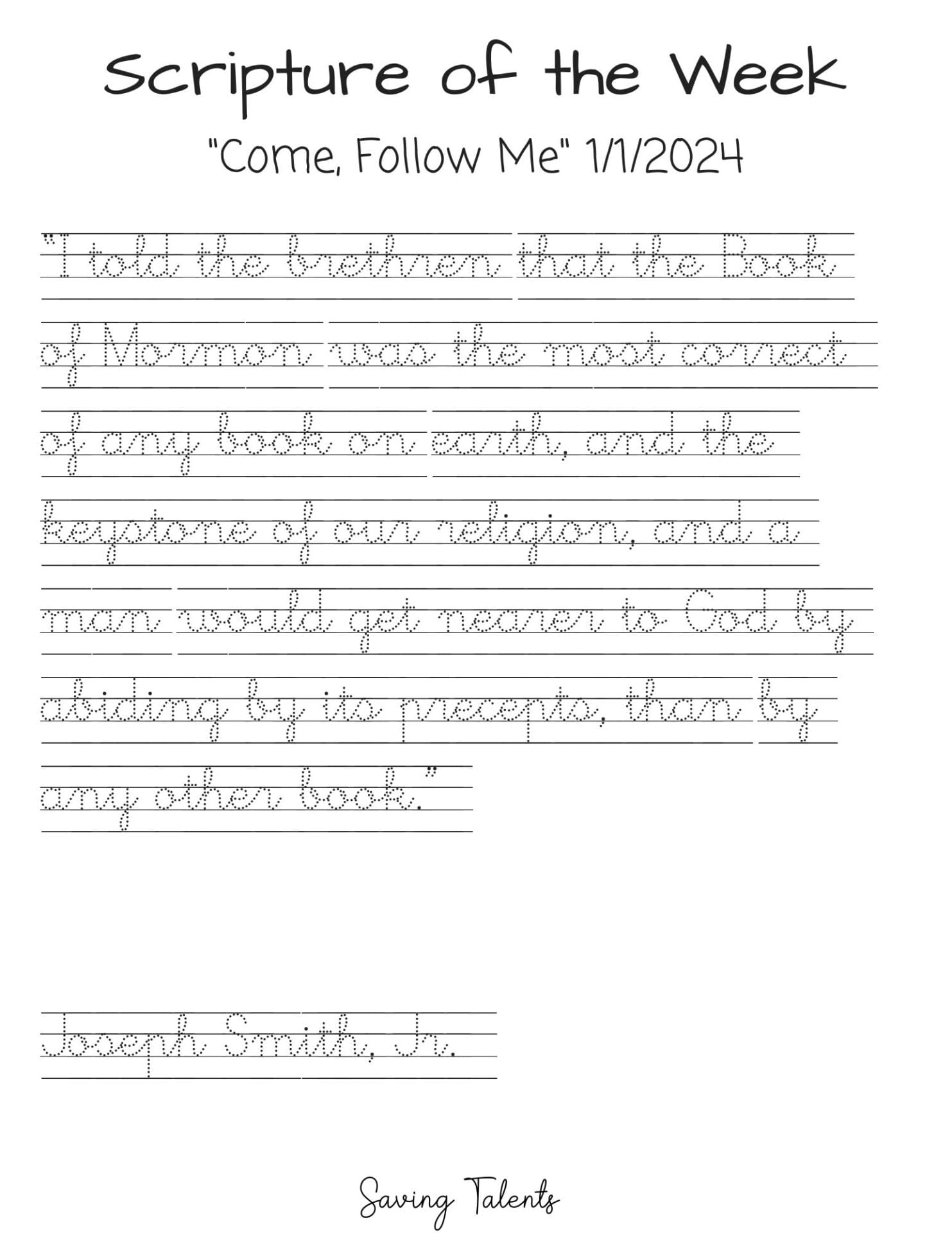 Come Follow Me 1/1/2024 – Devotionals & FHE for Children