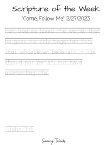 Come Follow Me 2/27/2023 – Devotionals & FHE for Children