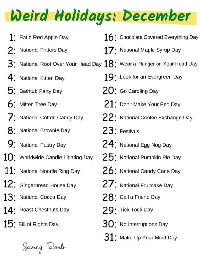 Strange, Quirky & Weird Holidays Calendar You Never Knew Existed ...