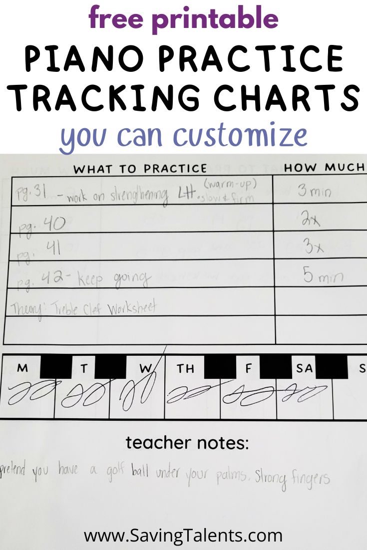Free Printable Piano Practice Tracking Charts - Saving Talents