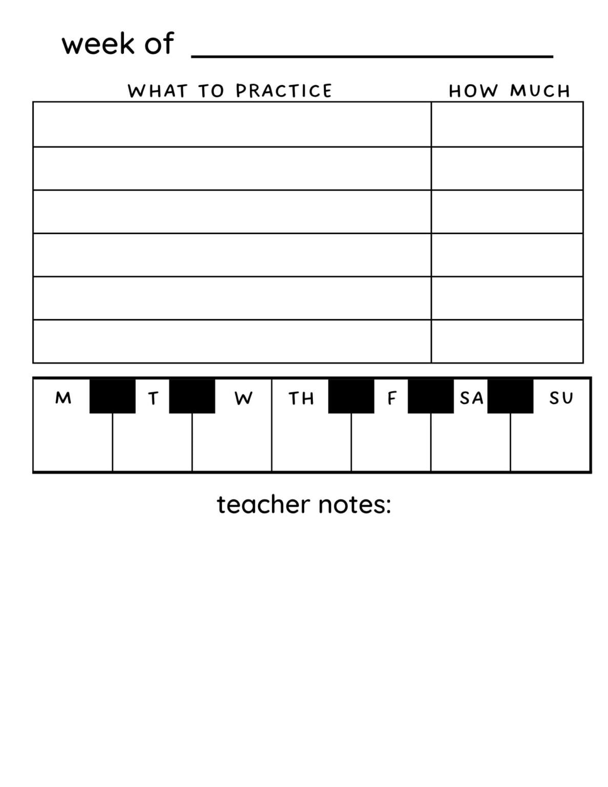 Free Printable Piano Practice Tracking Charts - Saving Talents