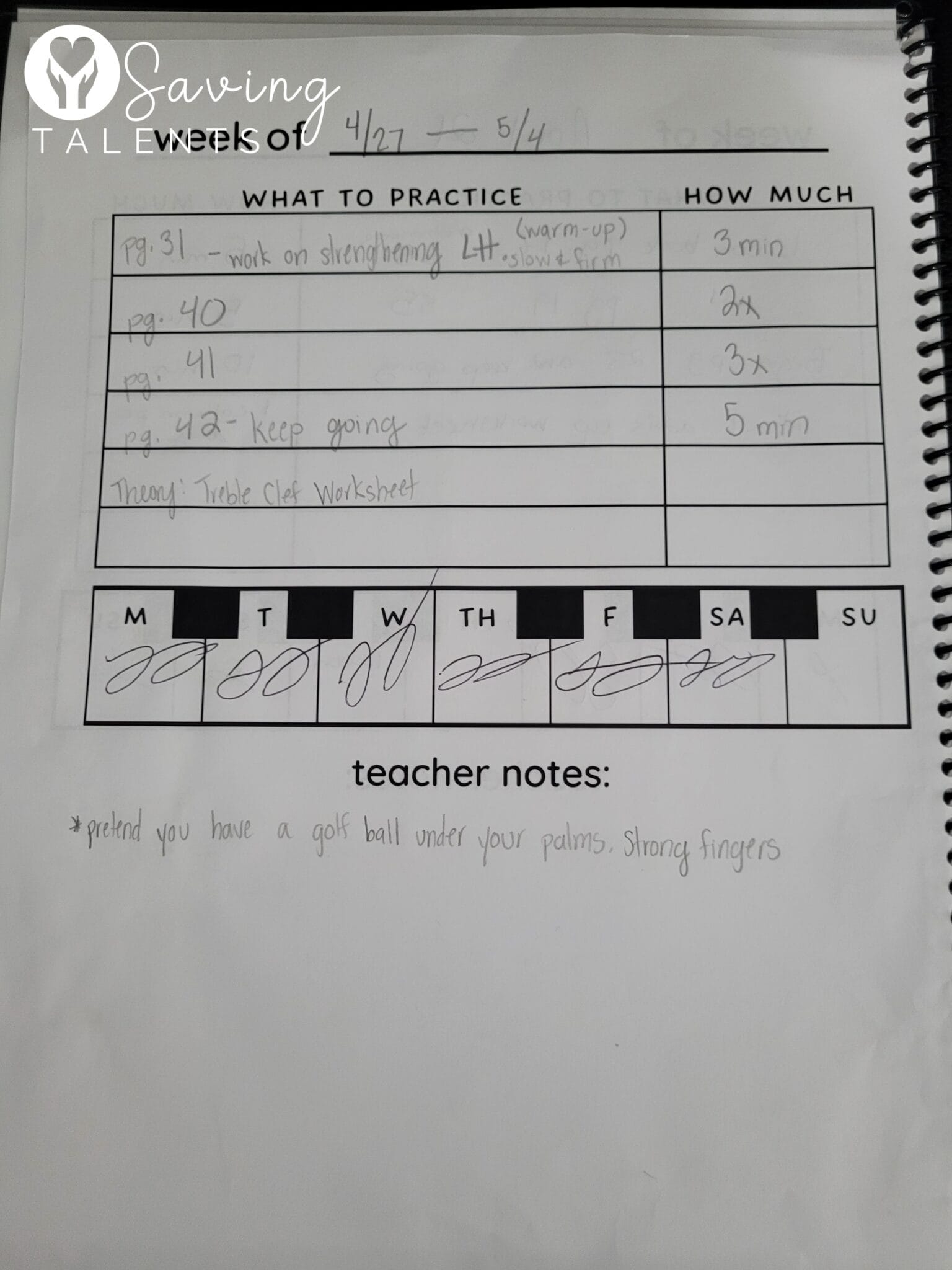 Free Printable Piano Practice Tracking Charts - Saving Talents