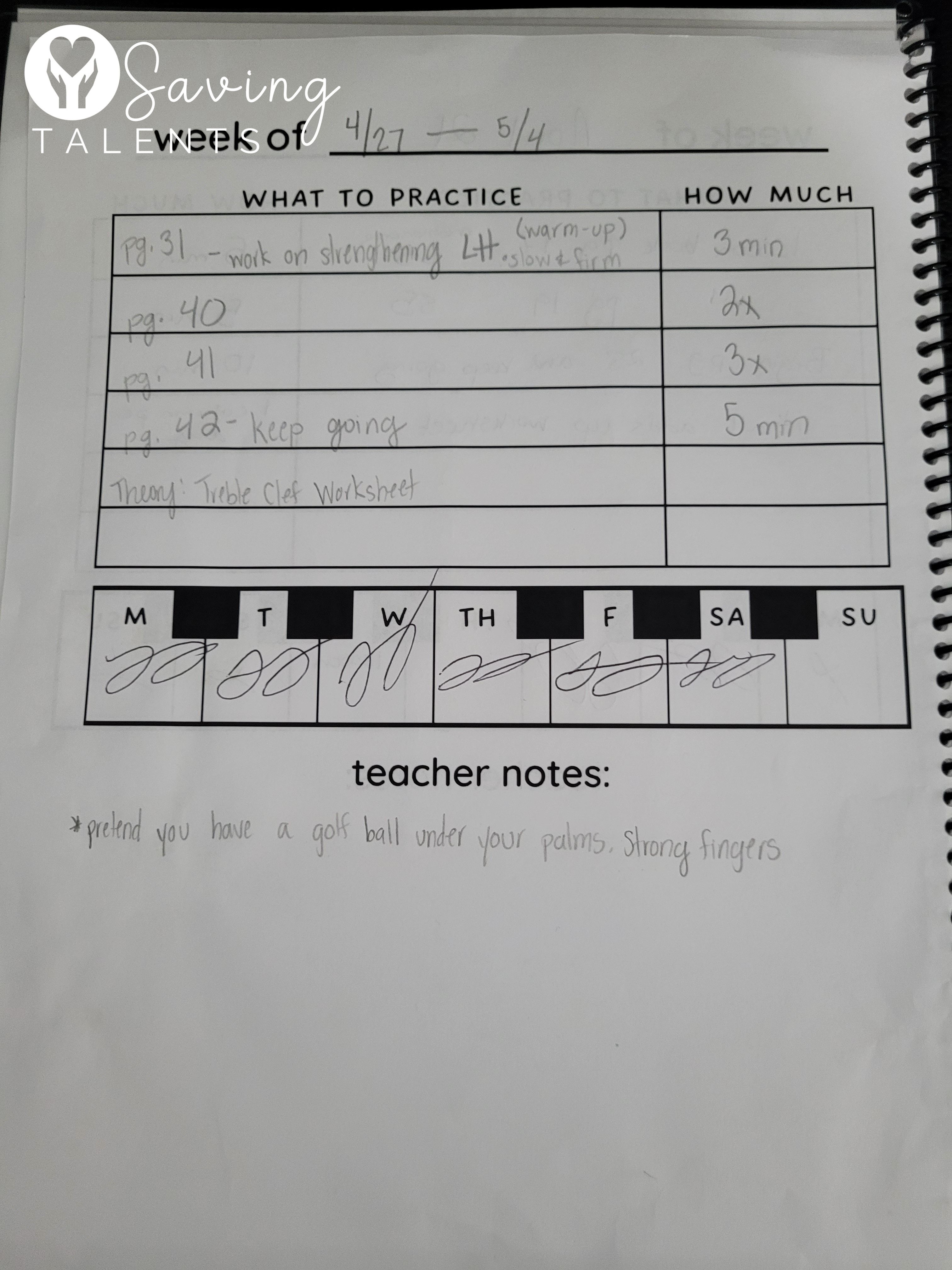 Free Printable Piano Practice Tracking Charts - Saving Talents