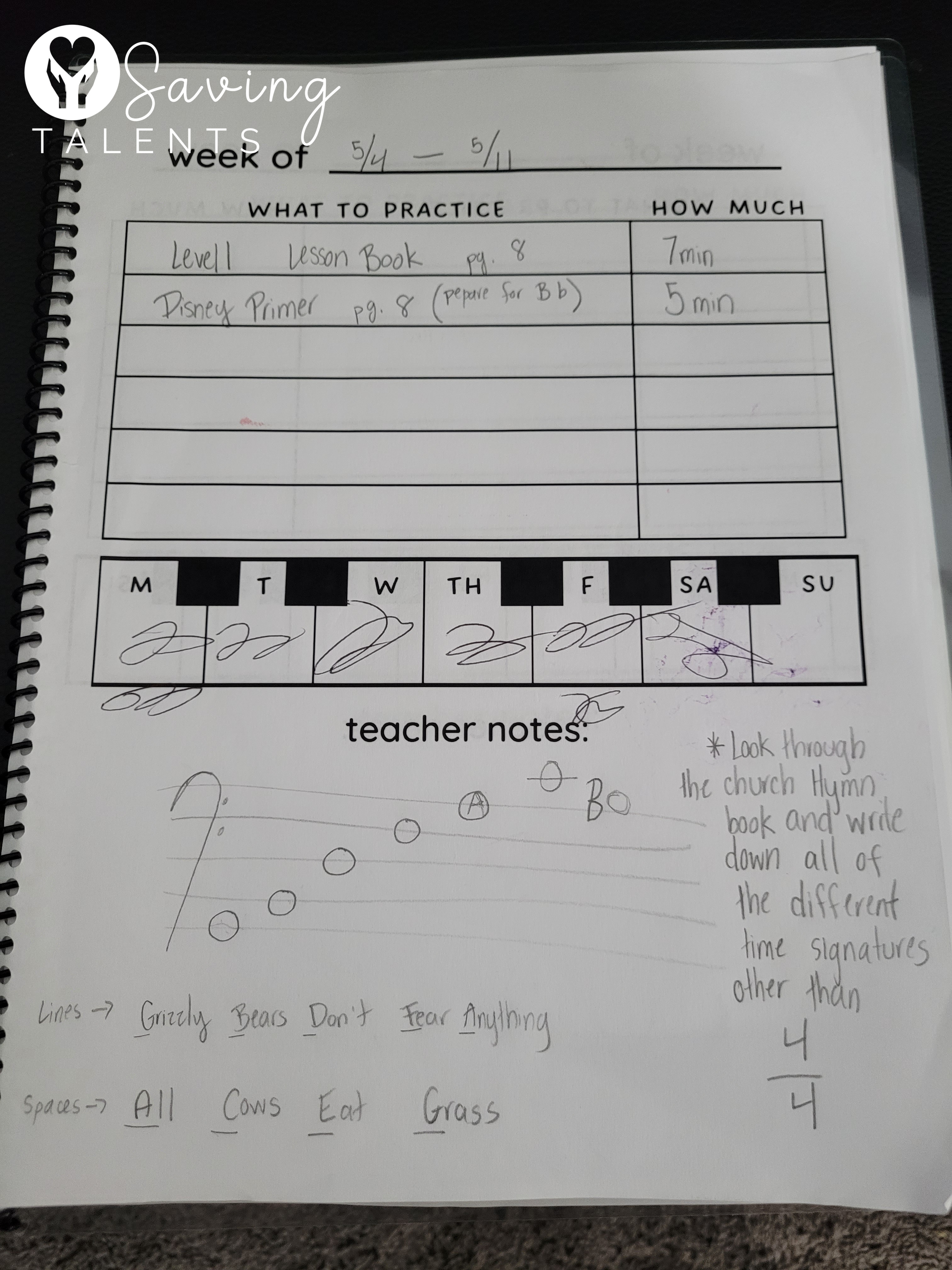 Free Printable Piano Practice Tracking Charts - Saving Talents