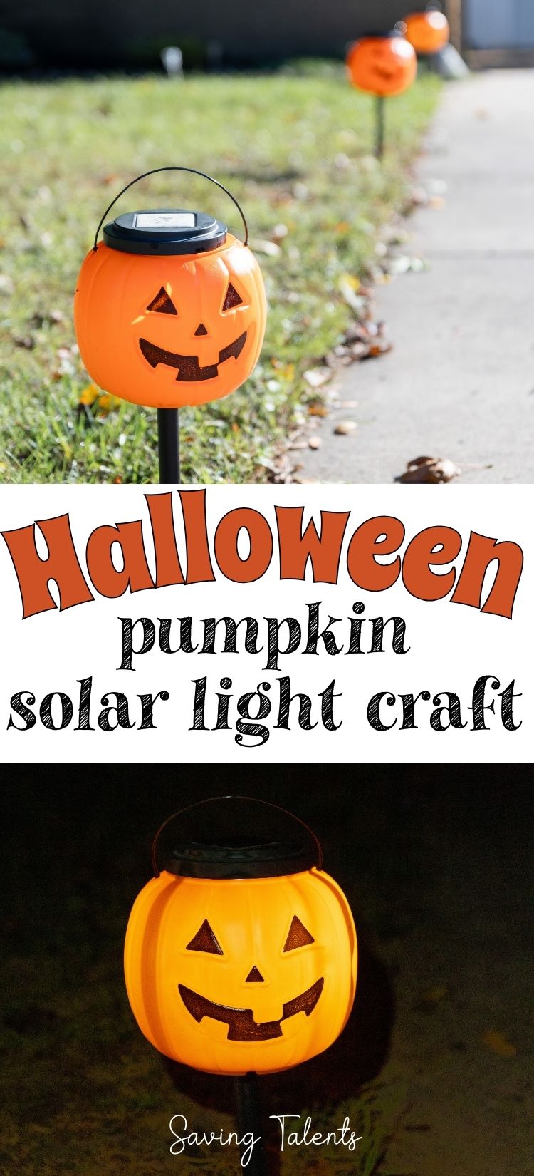 Pumpkin Jack-o-Lantern Solar Light Craft - Saving Talents
