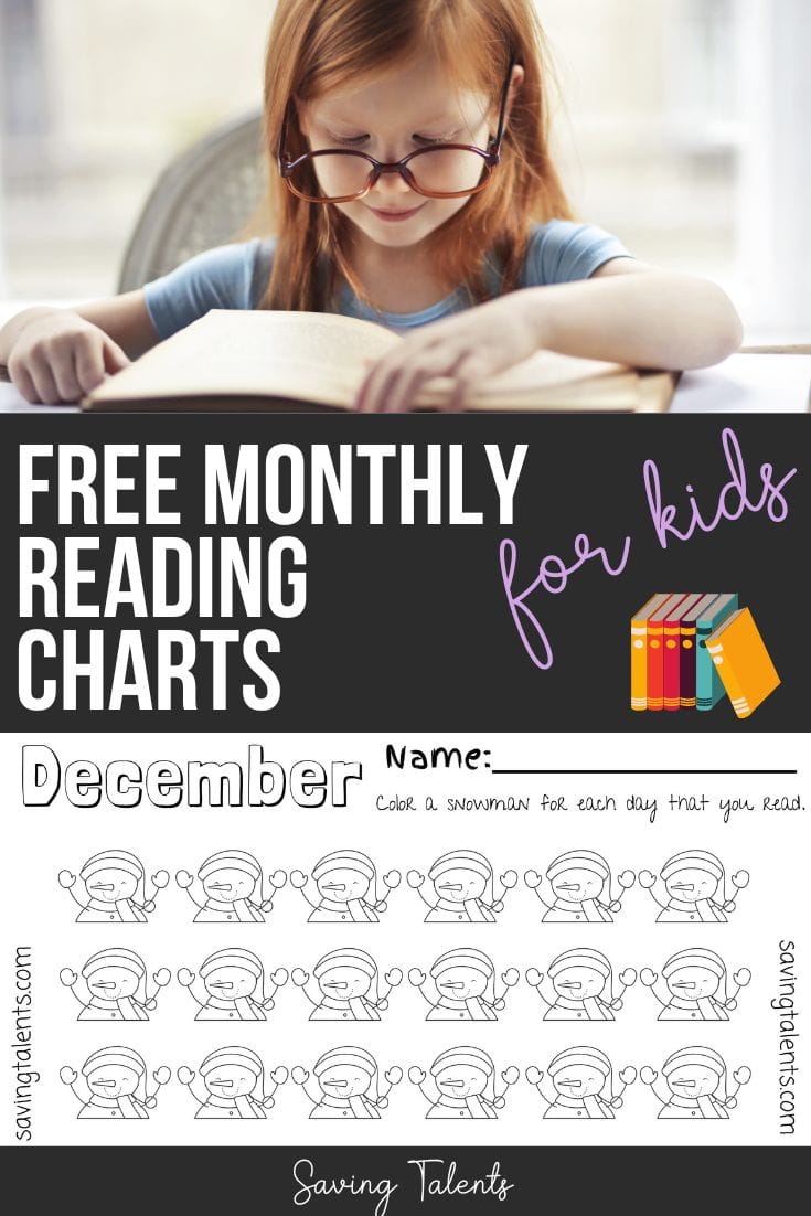 Free Printable Reading Charts for Kids (Month by Month) - Saving Talents
