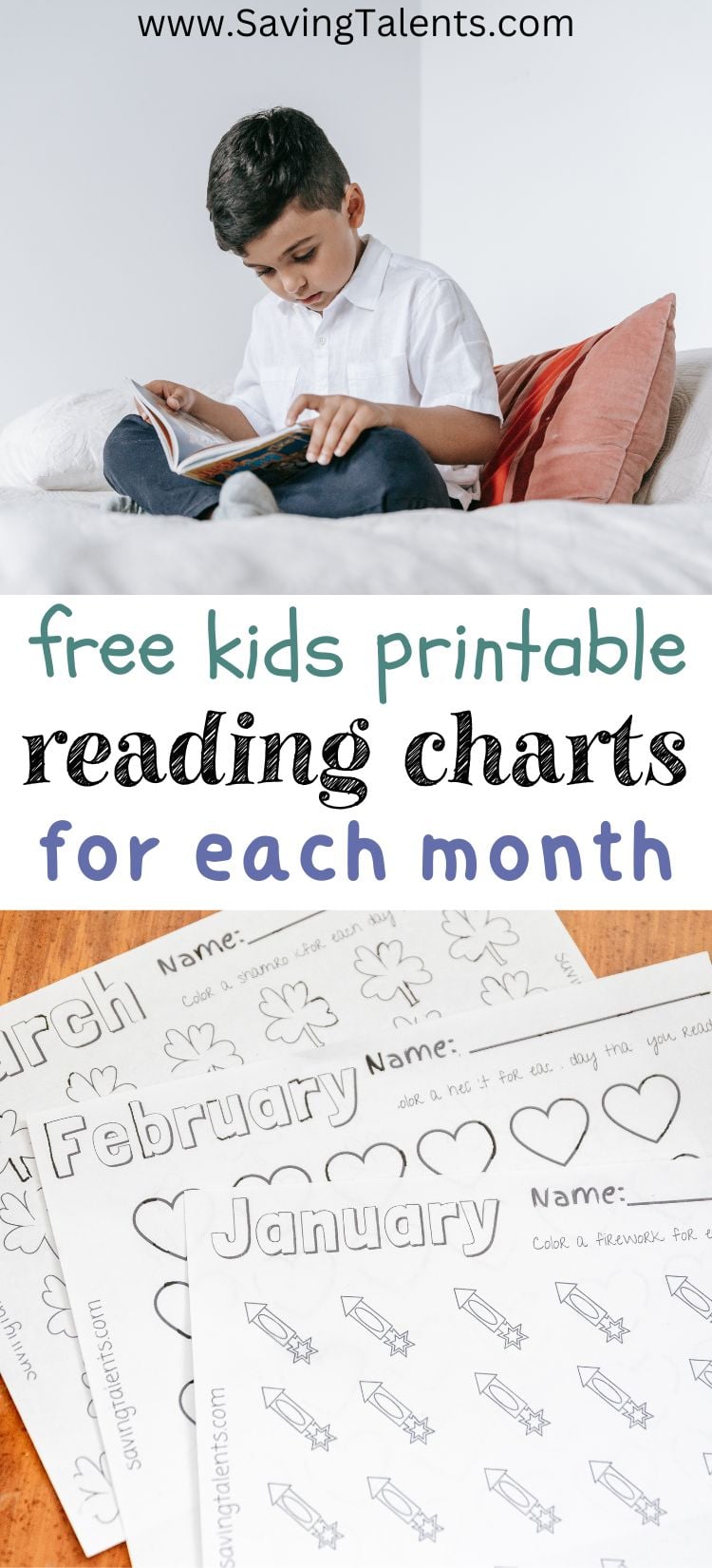 Free Printable Reading Charts for Kids (Month by Month) - Saving Talents