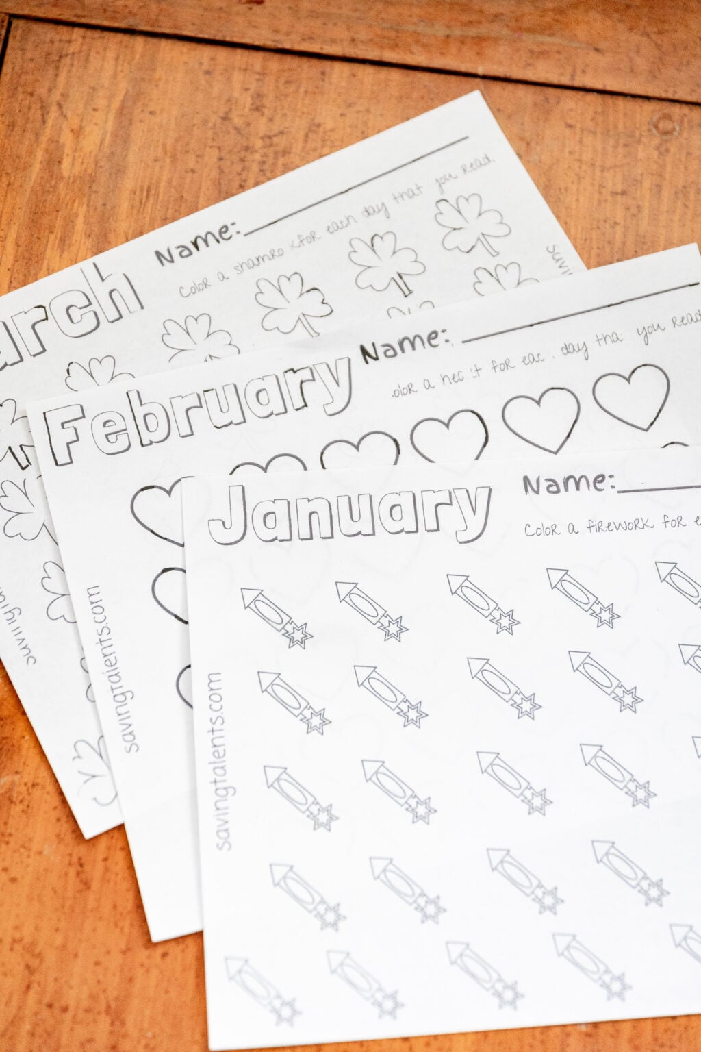 Free Printable Reading Charts for Kids (Month by Month) - Saving Talents