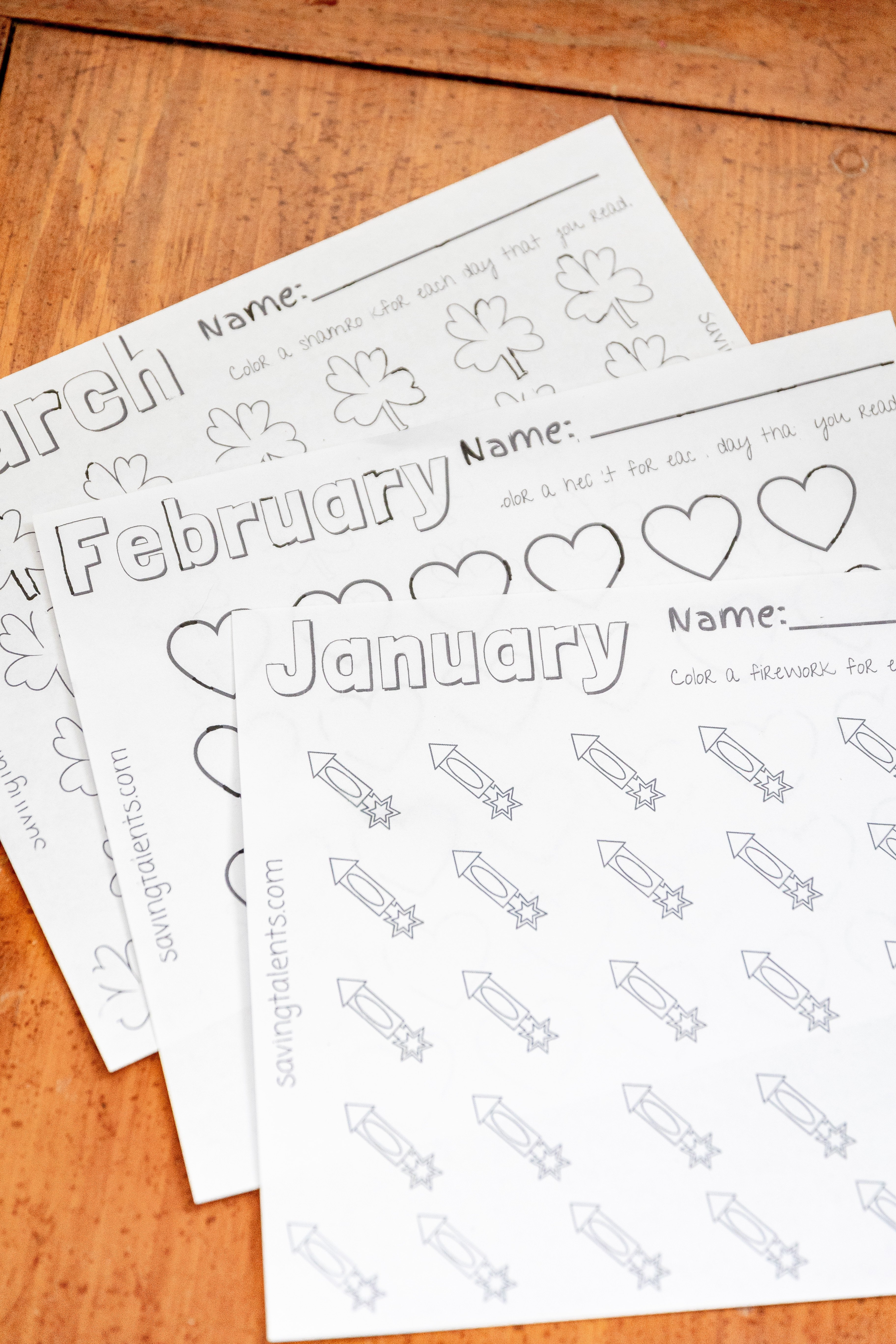 Free Printable Reading Charts for Kids (Month by Month) - Saving Talents