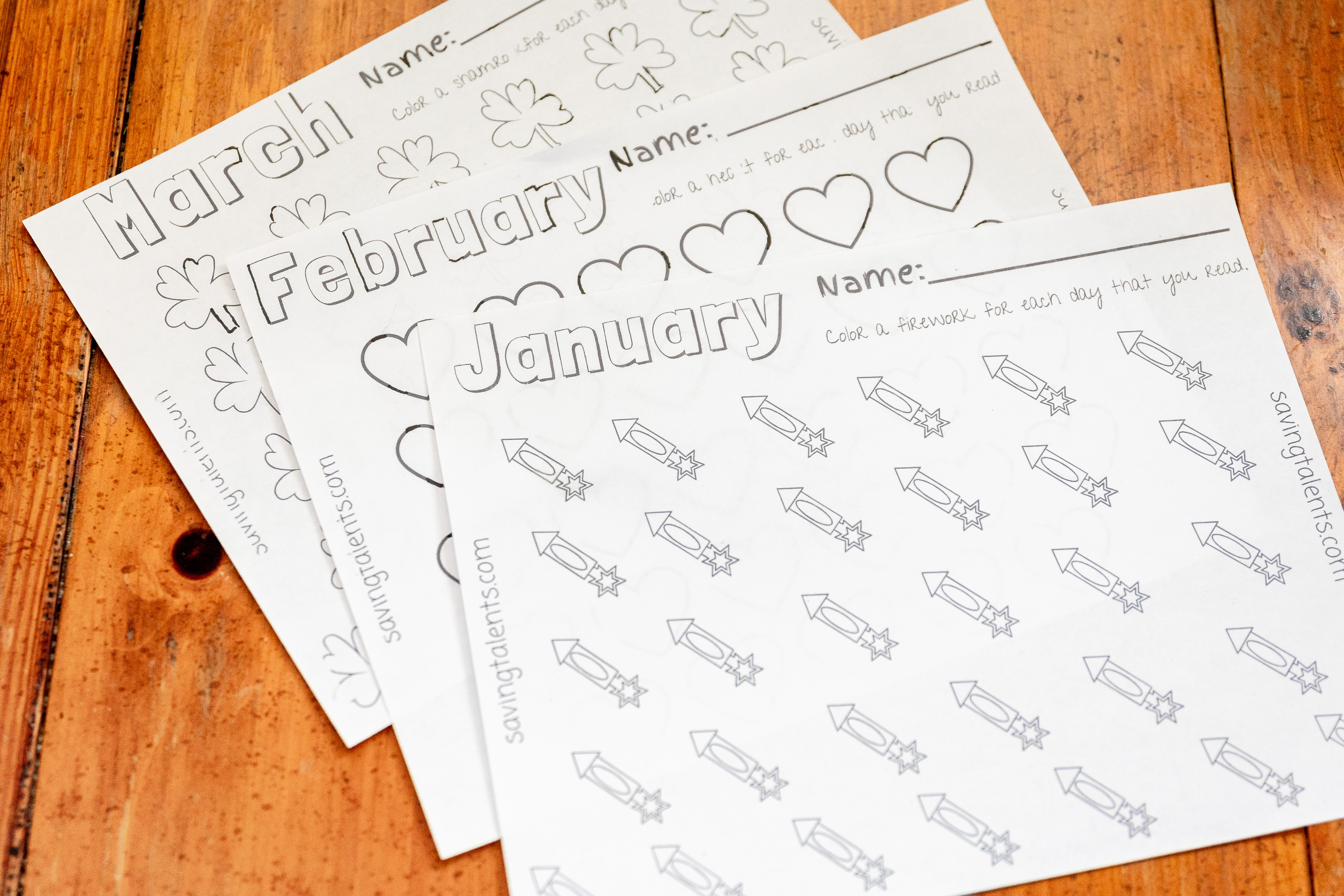 Free Printable Reading Charts for Kids (Month by Month) - Saving Talents