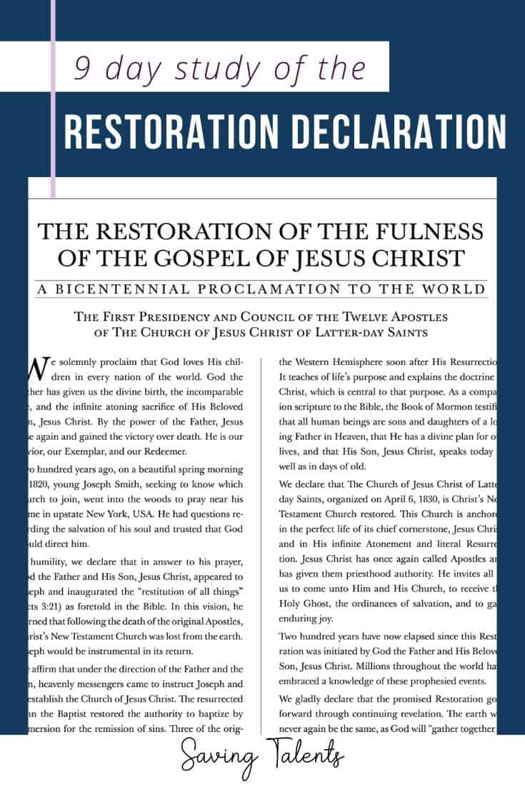Restoration Proclamation Study by Paragrah - Saving Talents