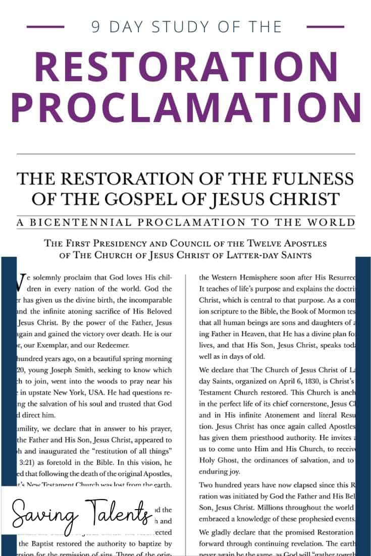 Restoration Proclamation Study by Paragrah - Saving Talents