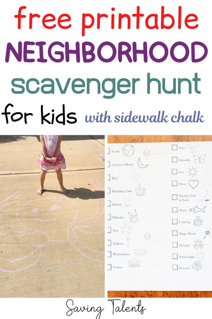 Fun Neighborhood Outdoor Scavenger Hunt with Sidewalk Chalk