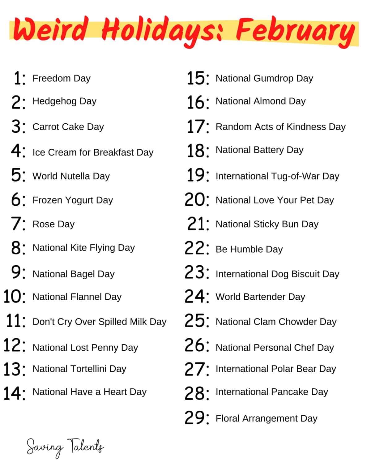 Strange, Quirky & Weird Holidays Calendar You Never Knew Existed ...