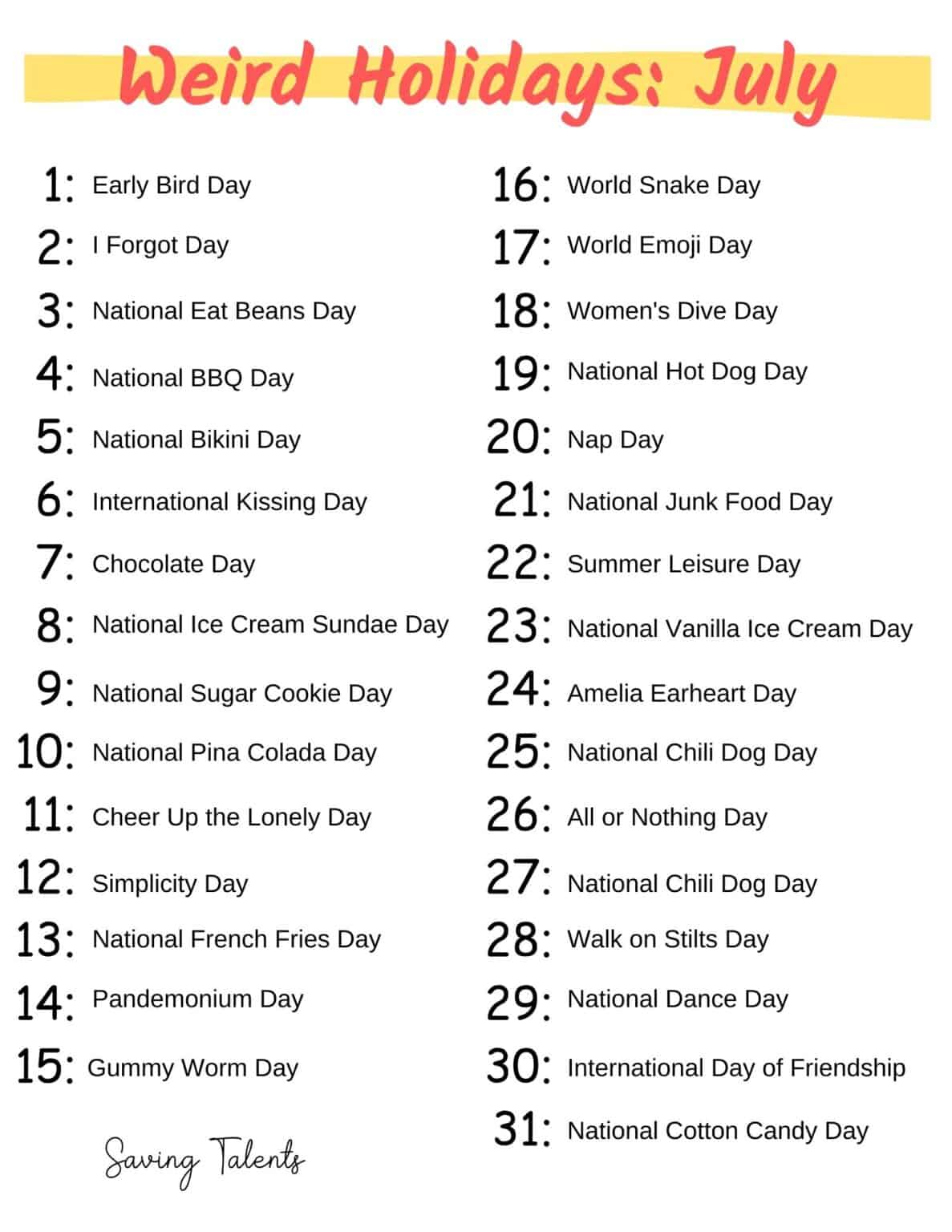 Strange, Quirky & Weird Holidays Calendar You Never Knew Existed ...